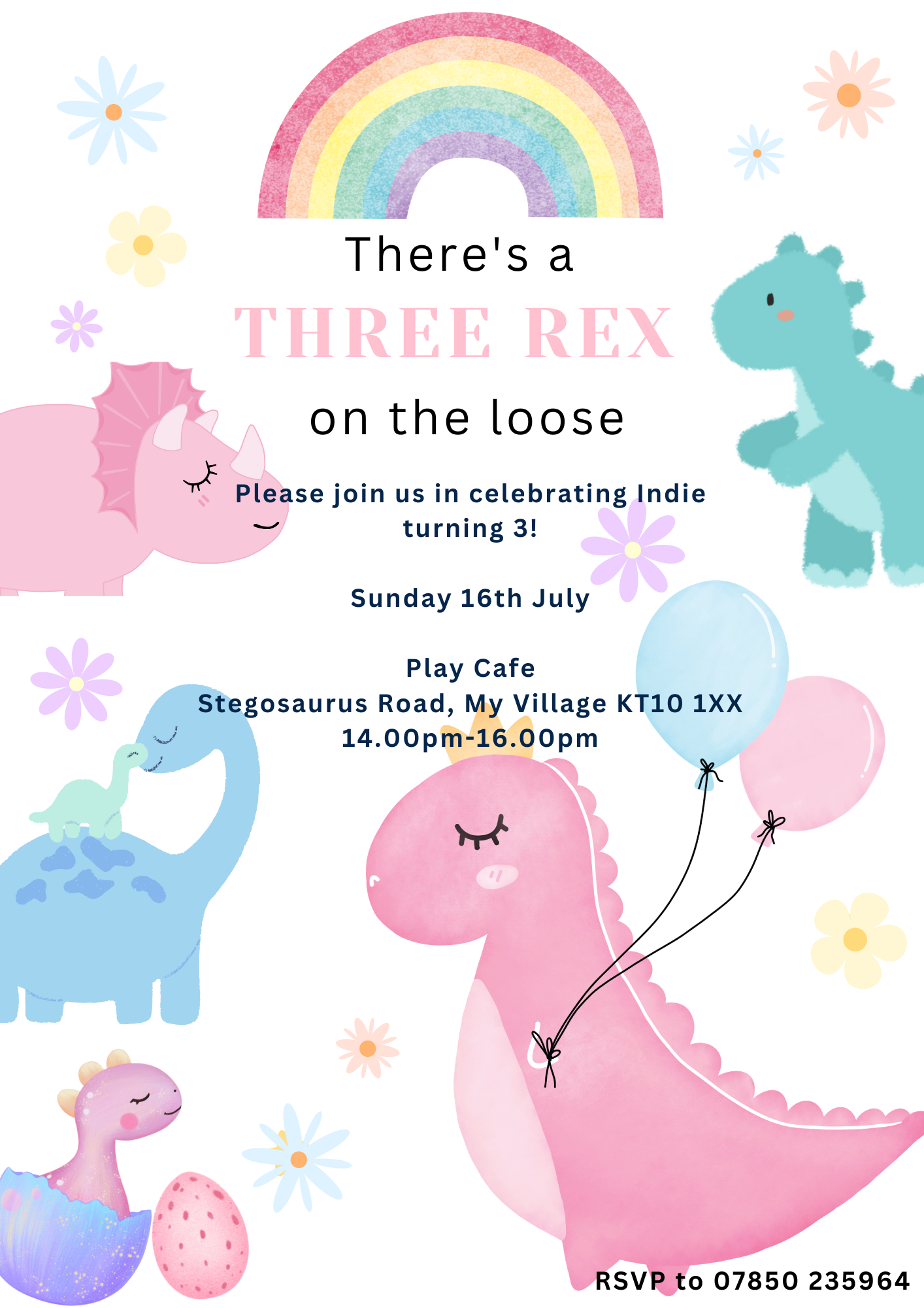 Dinosaur Party Invite – Indie Rose UK